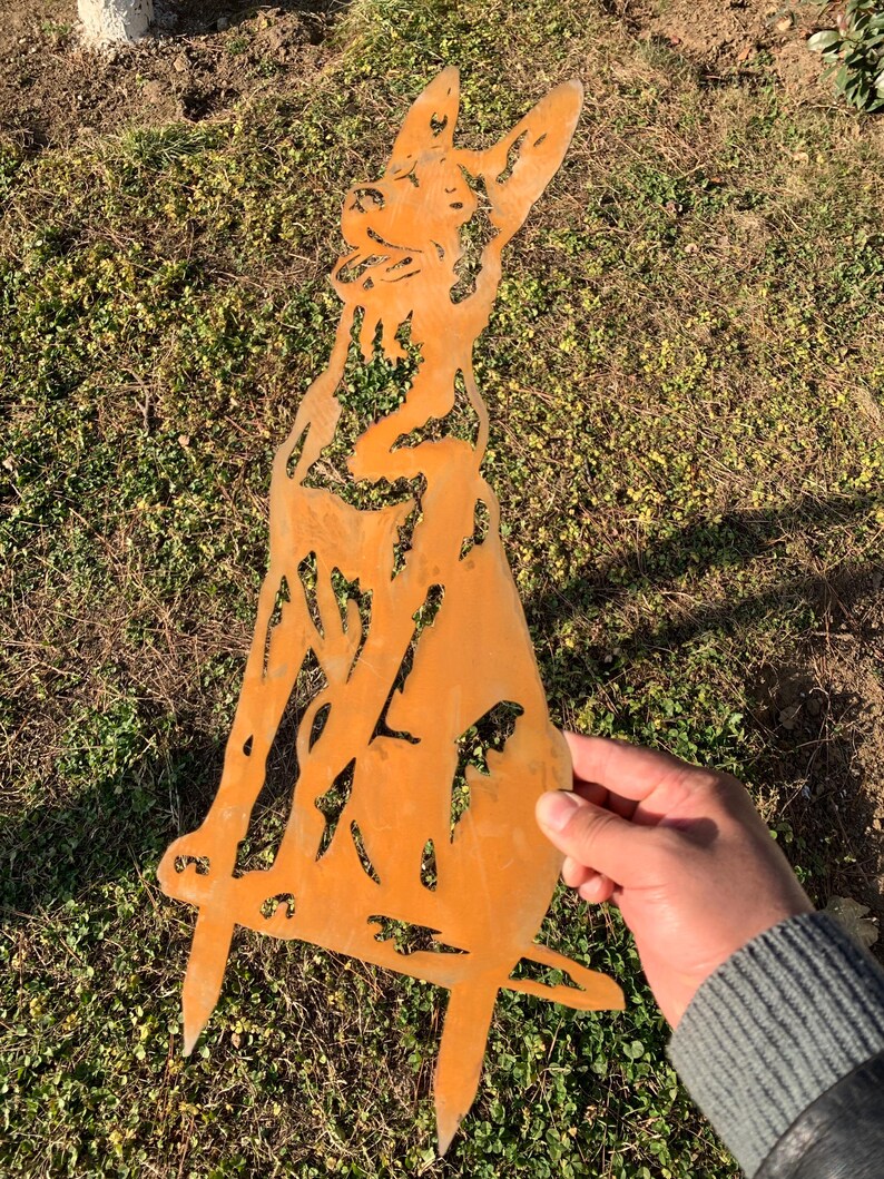German Shepherd Metal Dog Stake, Pet Memorial, Yard Metal Dog Ornament ...