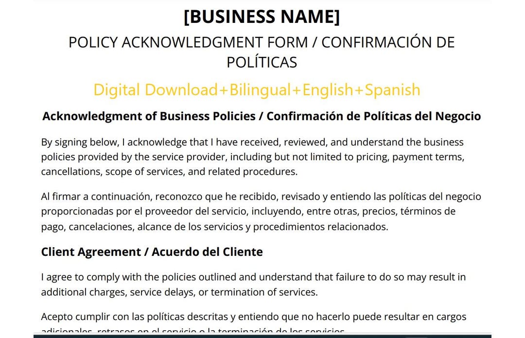 Policy Acknowledgement Form | Printable PDF Business Form | Employee ...