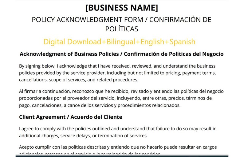 Policy Acknowledgement Form | Printable PDF Business Form | Employee ...