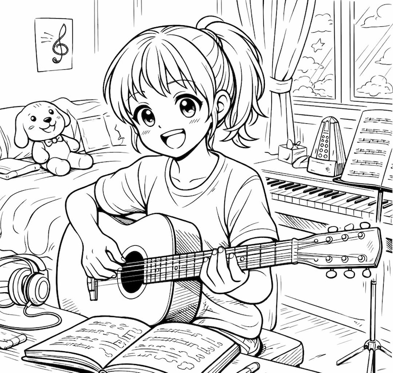 Anime Coloring Pages - Etsy