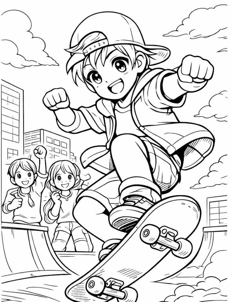 Anime Coloring Pages - Etsy