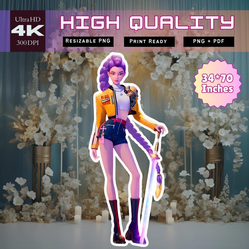 Printable Kpop Demon Hunters Rumi Standee Backdrop | Huntrix Life Size ...