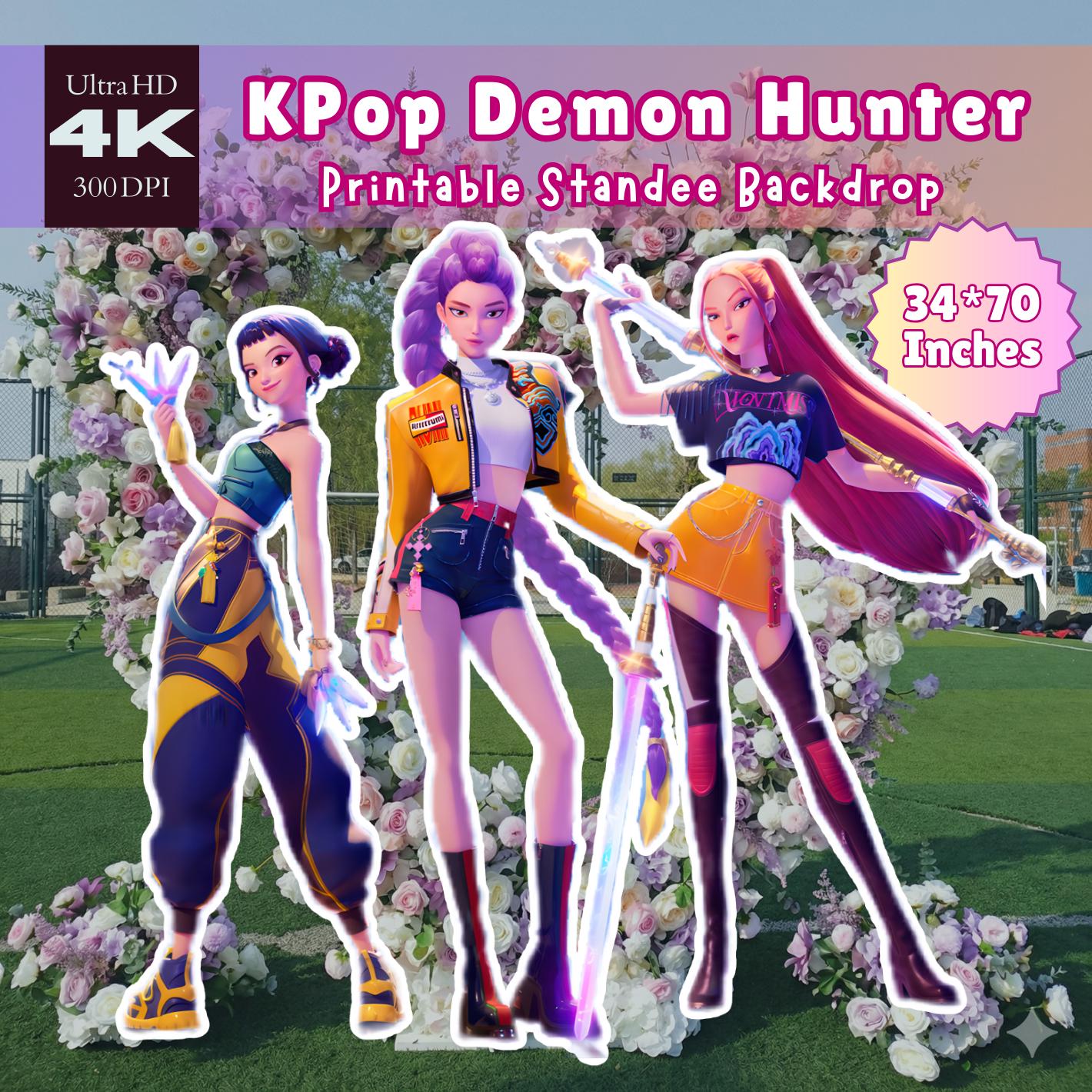 Kpop Demon Hunters Group Standee Printable 4ft | Huntrix Life Size ...