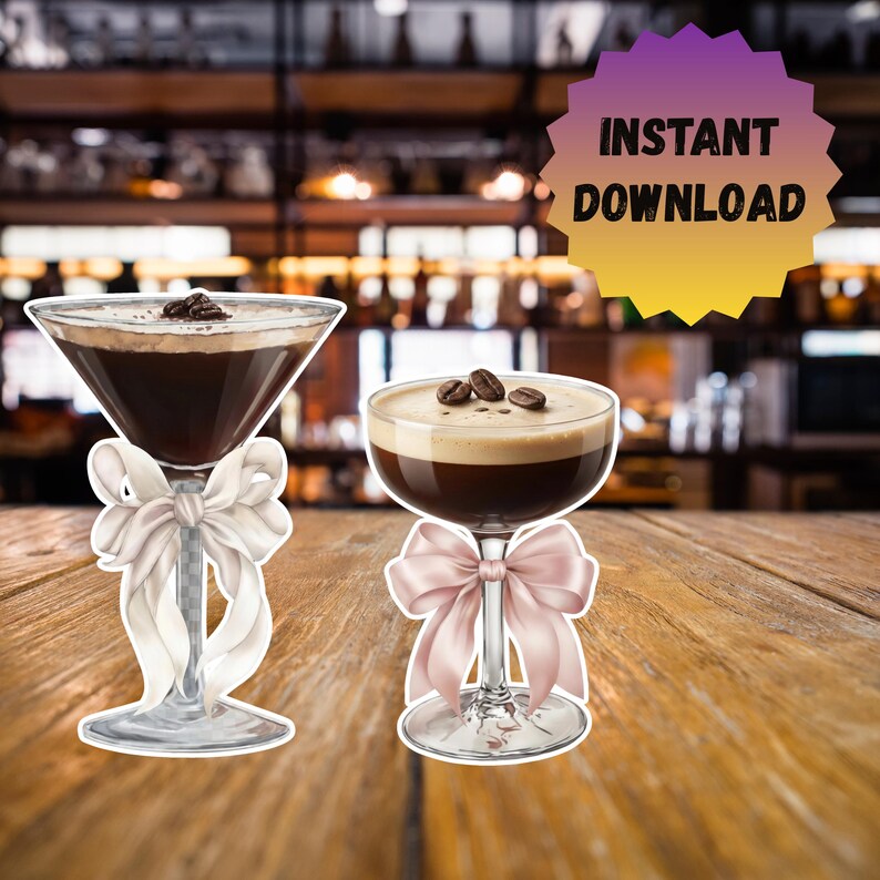 Espresso Martini Standee | Bow Cocktail Party Prop (digital Download, 3 ...
