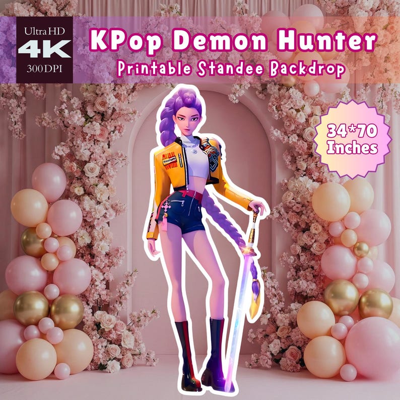 Printable Kpop Demon Hunters Rumi Standee Backdrop | Huntrix Life Size ...