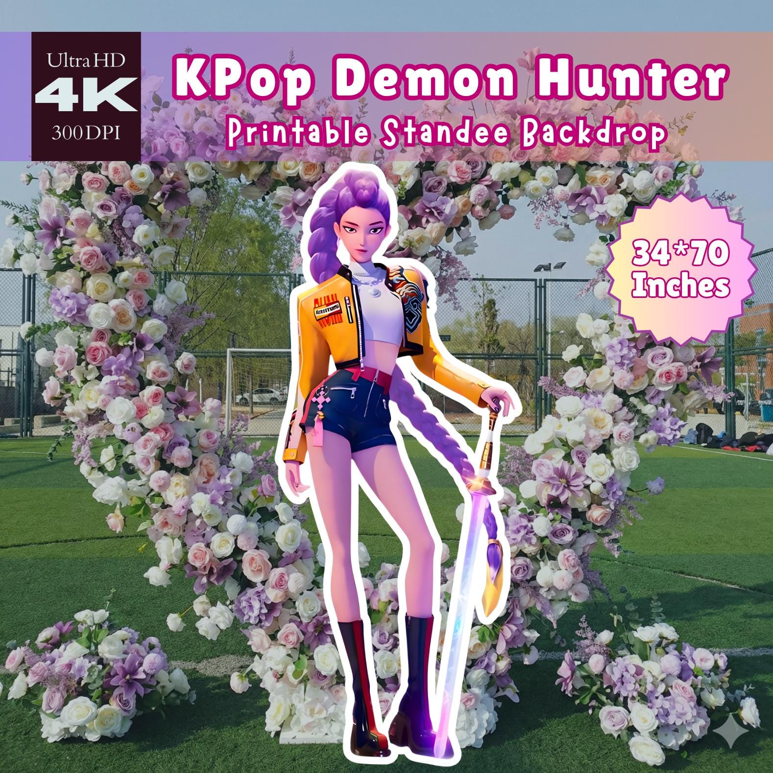 Printable Kpop Demon Hunters Rumi Standee Backdrop | Huntrix Life Size ...