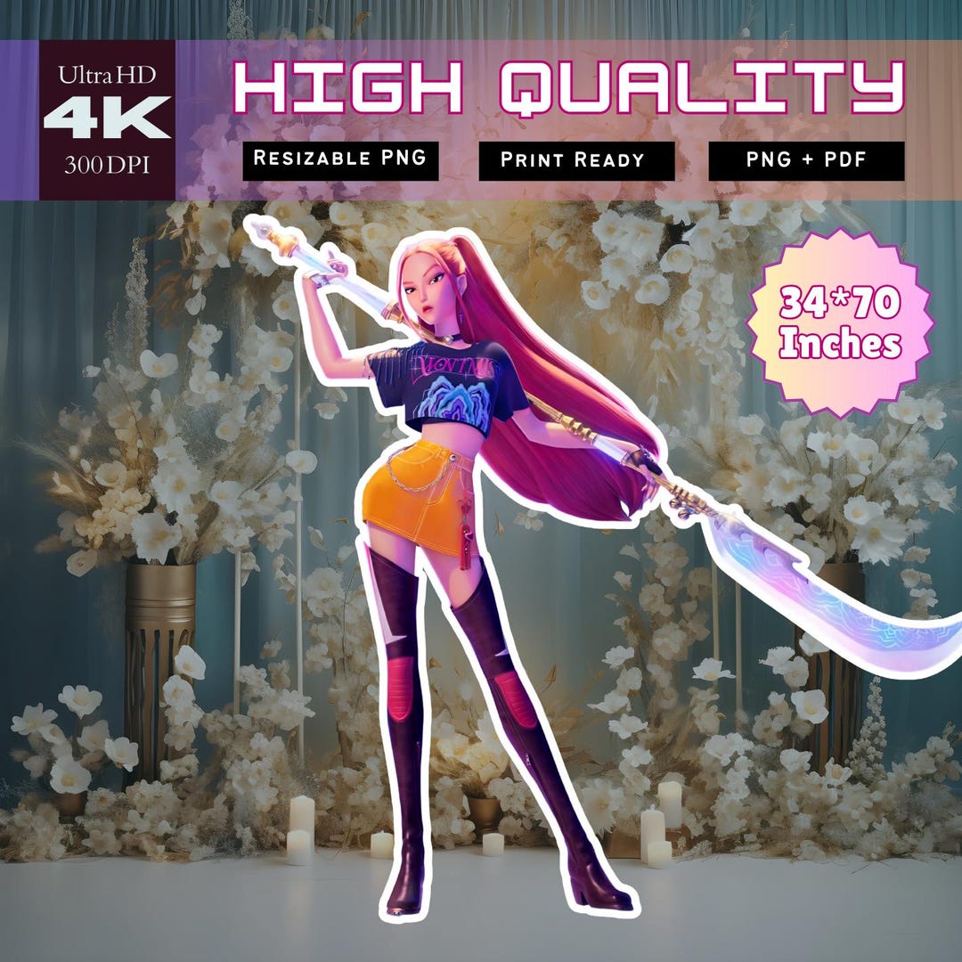 Huntrix Mira Standee | Kpop Demon Hunters Party Decor (34x70 PNG PDF ...