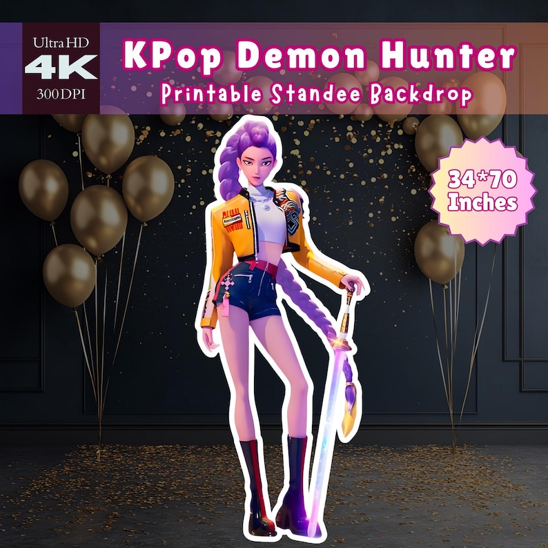 Printable Kpop Demon Hunters Rumi Standee Backdrop | Huntrix Life Size ...