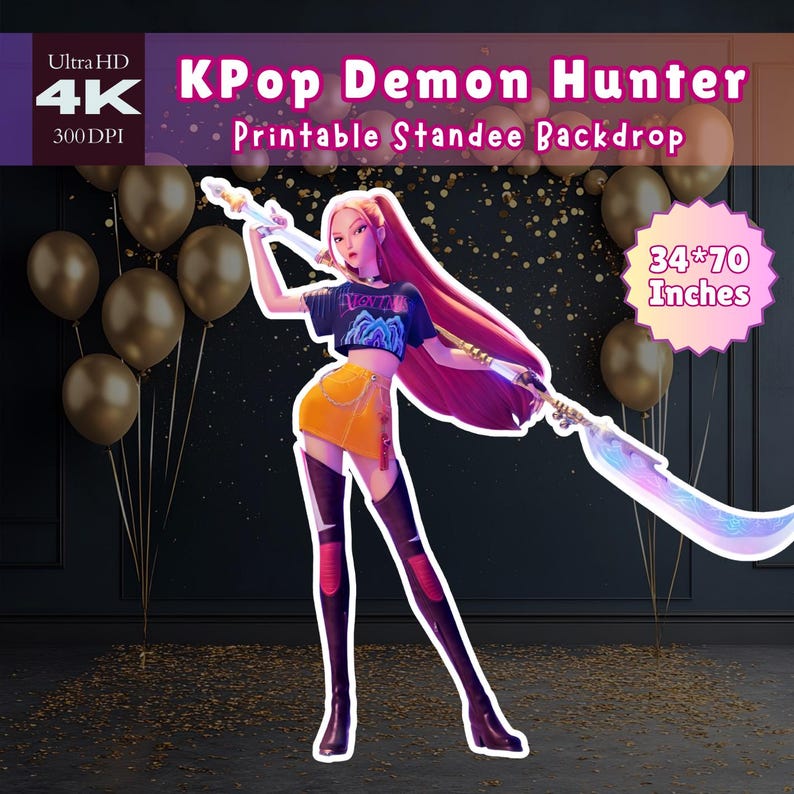 Huntrix Mira Standee | Kpop Demon Hunters Party Decor (34x70 PNG PDF ...