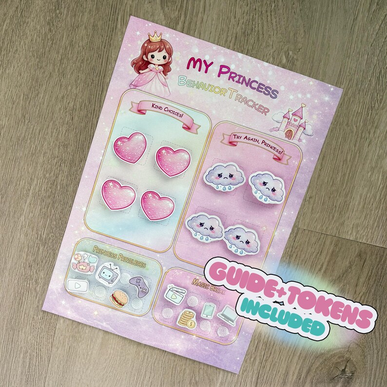 Behavior Chart for Kids, Princess Reward Tracker + Parent’s Guide ...