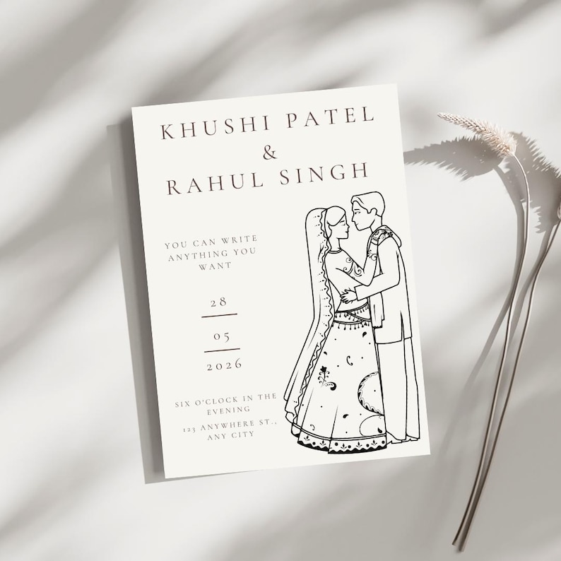 Indian Wedding Invitation Template | Modern Hindu Wedding Invite ...