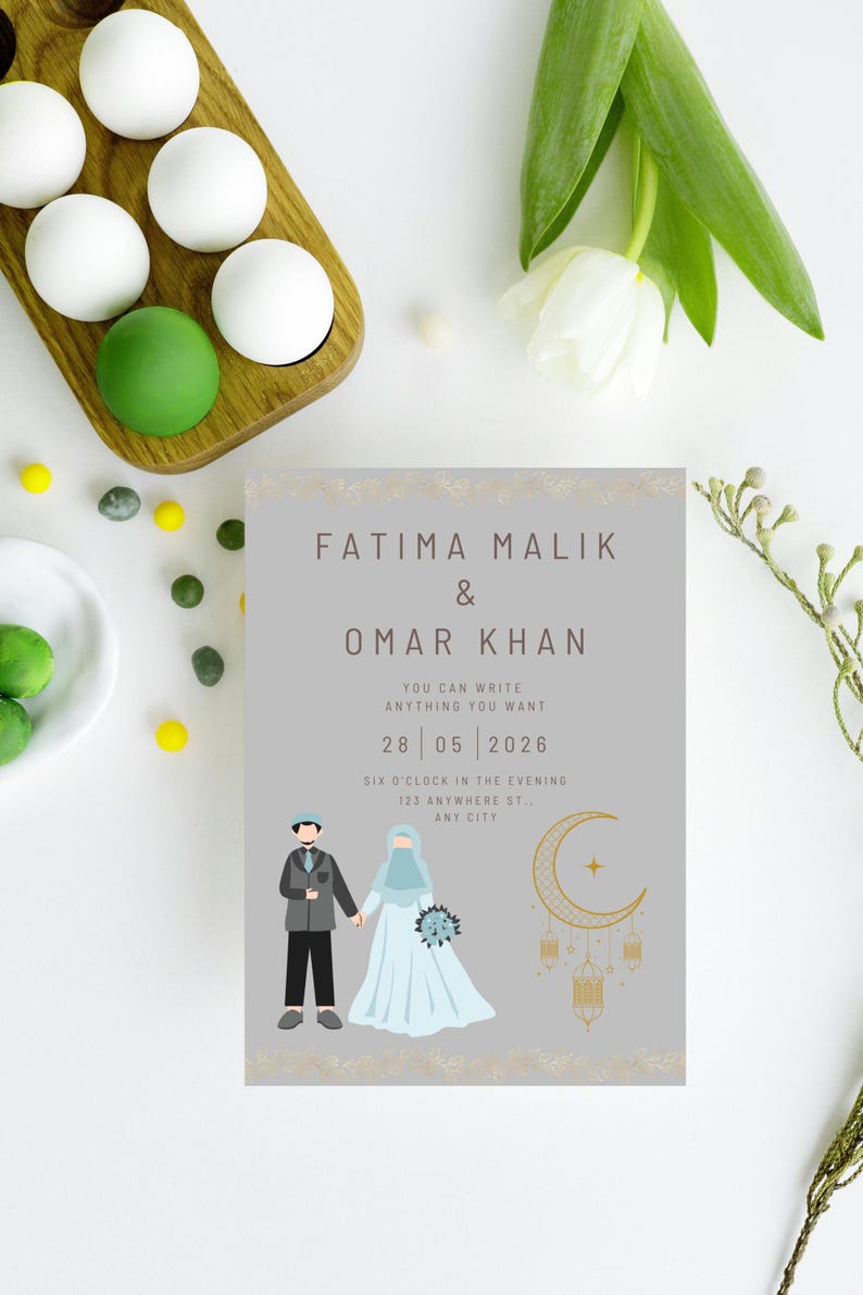 Muslim Wedding Invitation | Islamic Nikah Invite | Minimal Modern ...