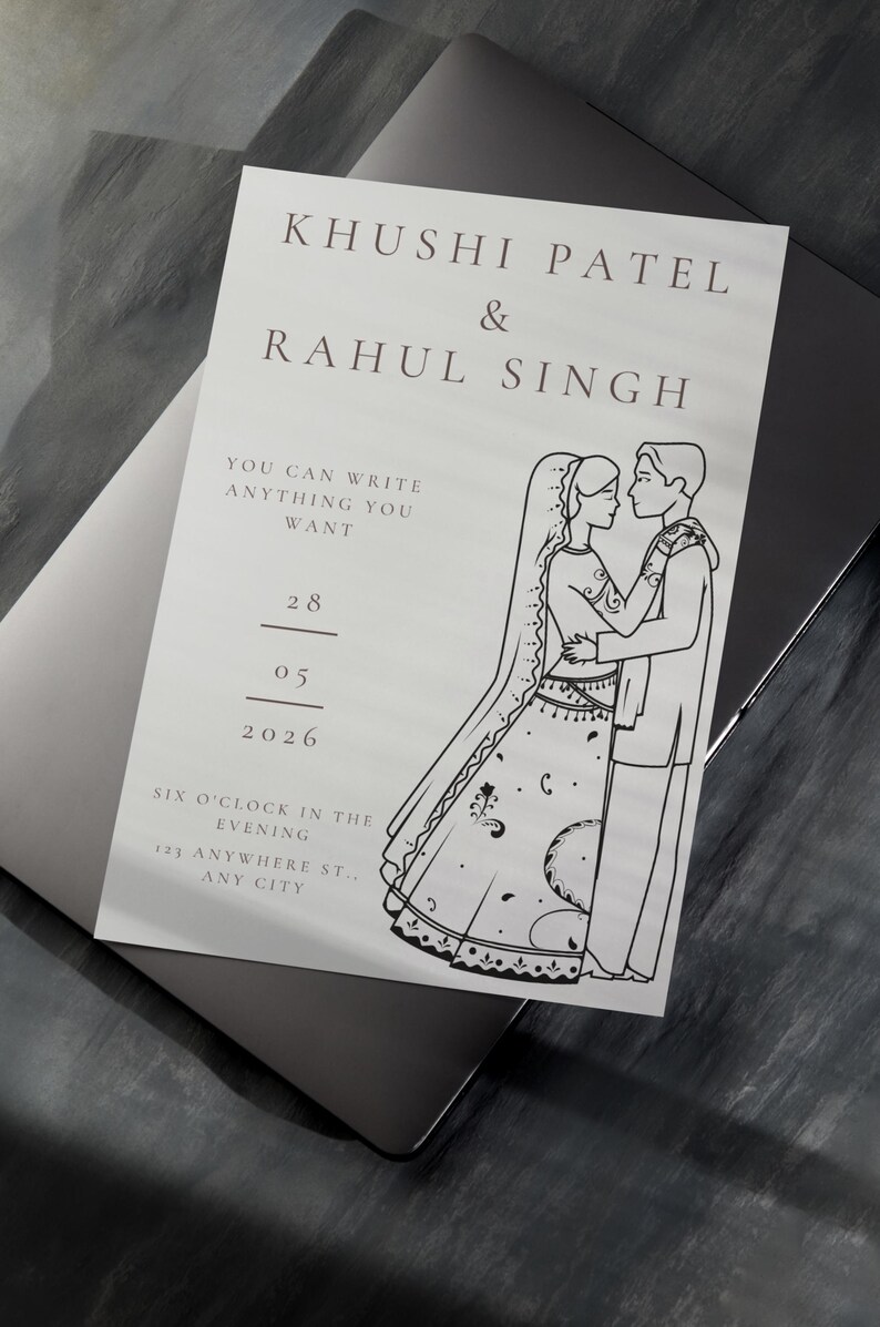 Indian Wedding Invitation Template | Modern Hindu Wedding Invite ...
