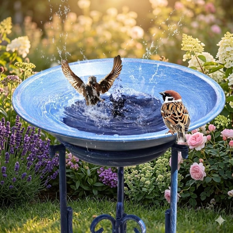 Cast Iron Pedestal Bird Bath, Vintage Garden Decor, Outdoor Wildlife ...