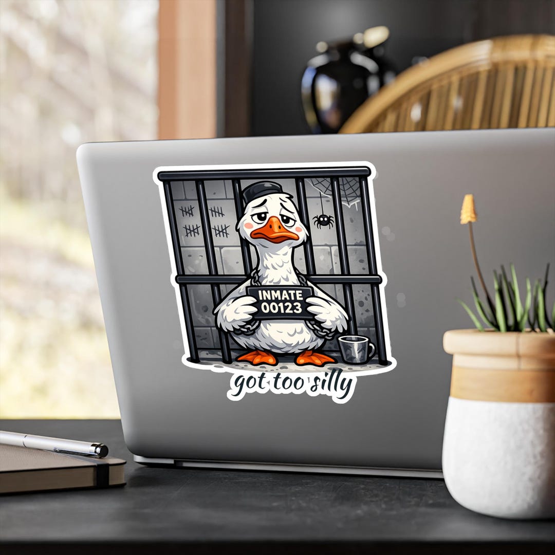 Sad Goose Inmate Mugshot Sticker Kiss-cut Vinyl Decal | Got Too Silly ...