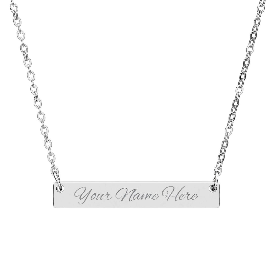 Personalized Name Bar Necklace | Horizontal Engraved Name Plate - Etsy