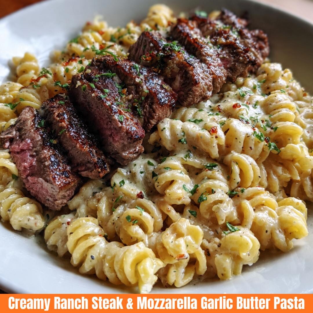 Creamy Ranch Steak & Mozzarella Garlic Butter Pasta | Home Tested ...