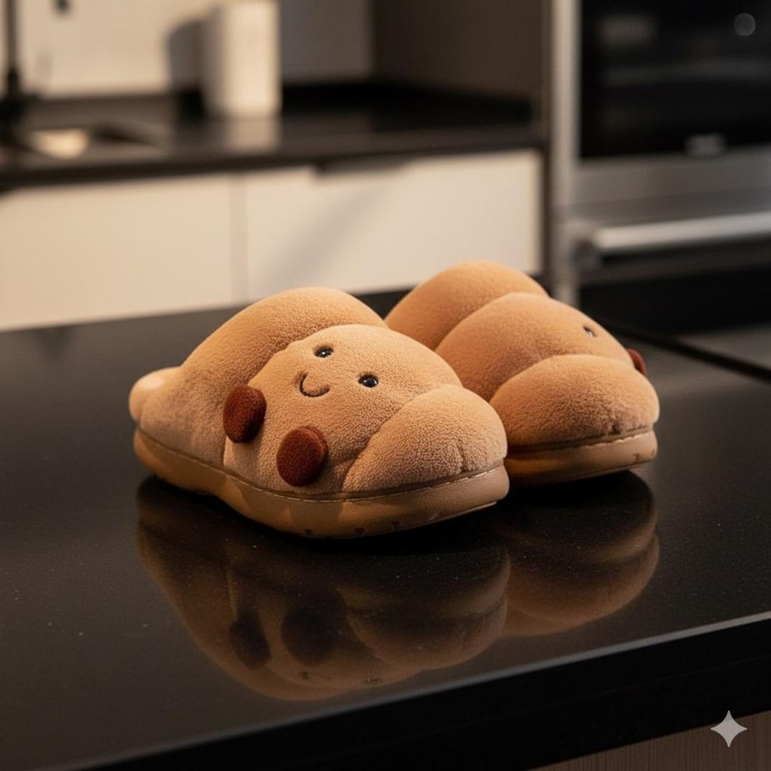 Furry Croissant Slippers: Cozy Anti-slip House Shoes - Etsy