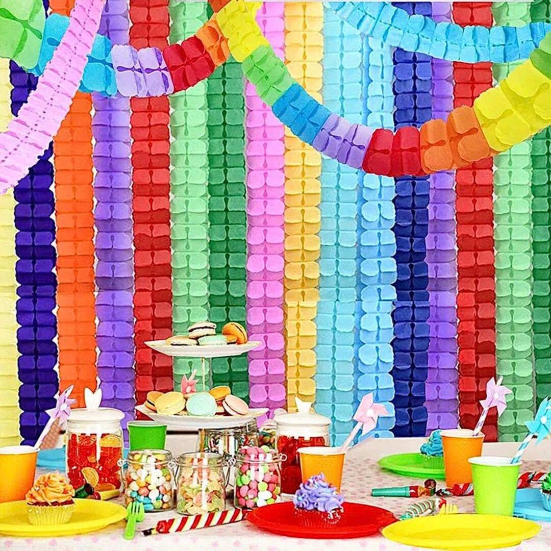Paper Tinsel Garlands Birthday Bunting Banner, Streamer Backdrop ...