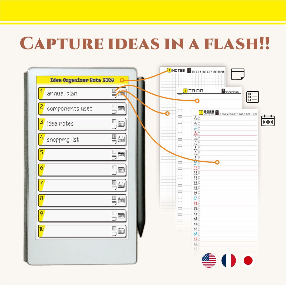 Idea Organizer Note 2026 for Remarkable Paper Pro Move - Etsy