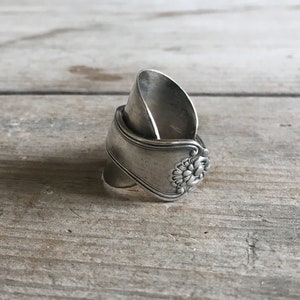 Silver Spoon Ring - Floral Spoon Statement Ring - Vintage Spoon Jewelry - Overlap Ring - Whole ...
