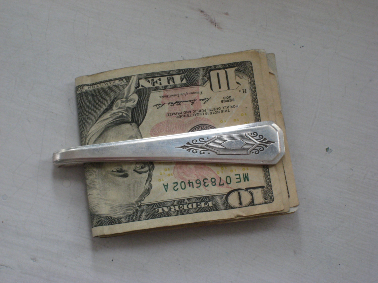 Art Deco Spoon Money Clip Stamped Spoon Money Clip Dollar Symbol ...