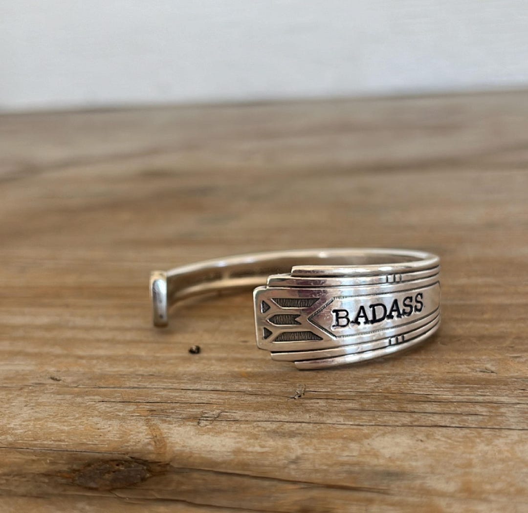 Spoon Cuff Bracelet - Handmade Upcycled Silverware Jewelry - Stamped Silverware Statement ...