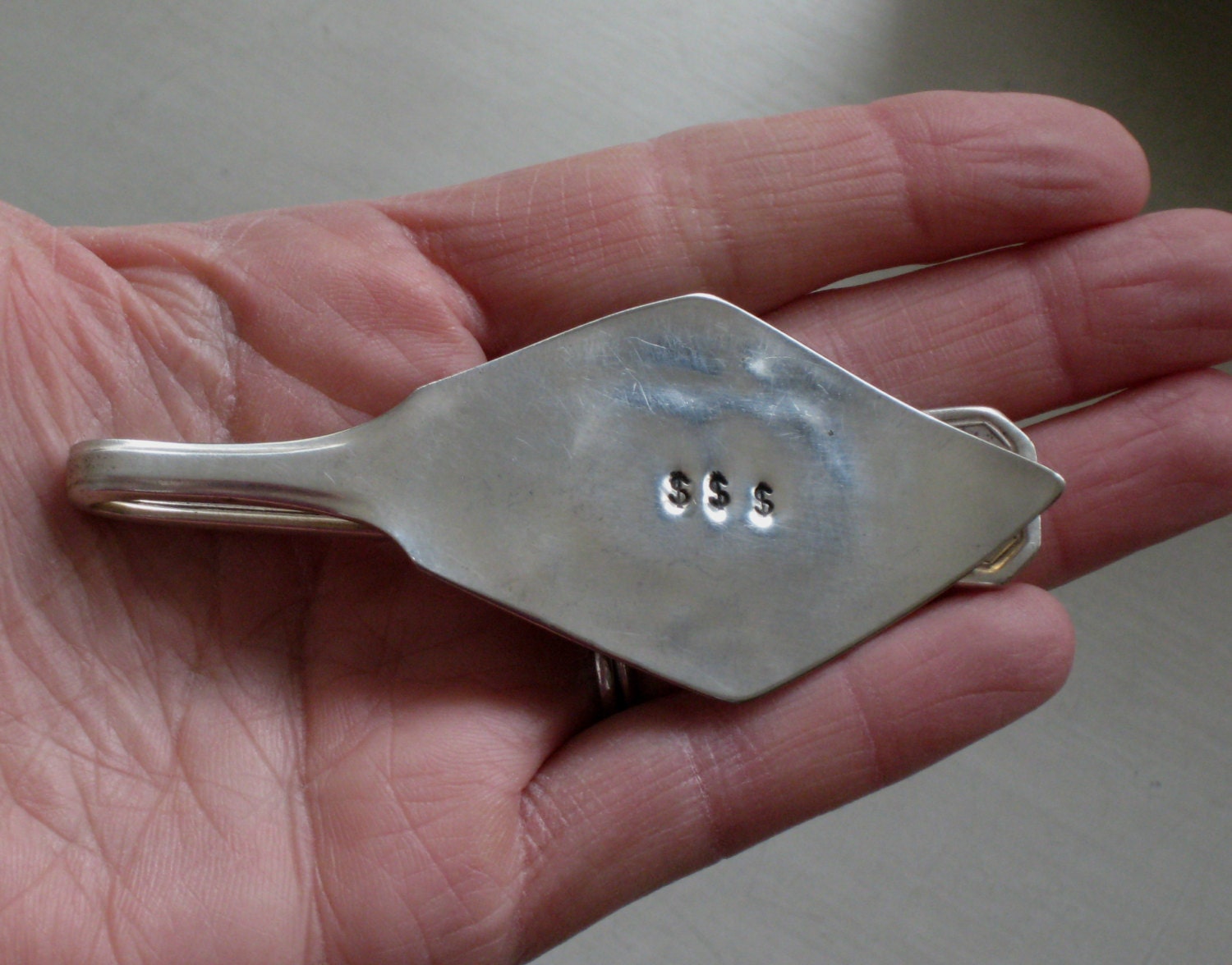 Art Deco Spoon Money Clip - Stamped Spoon Money Clip - Dollar Symbol ...