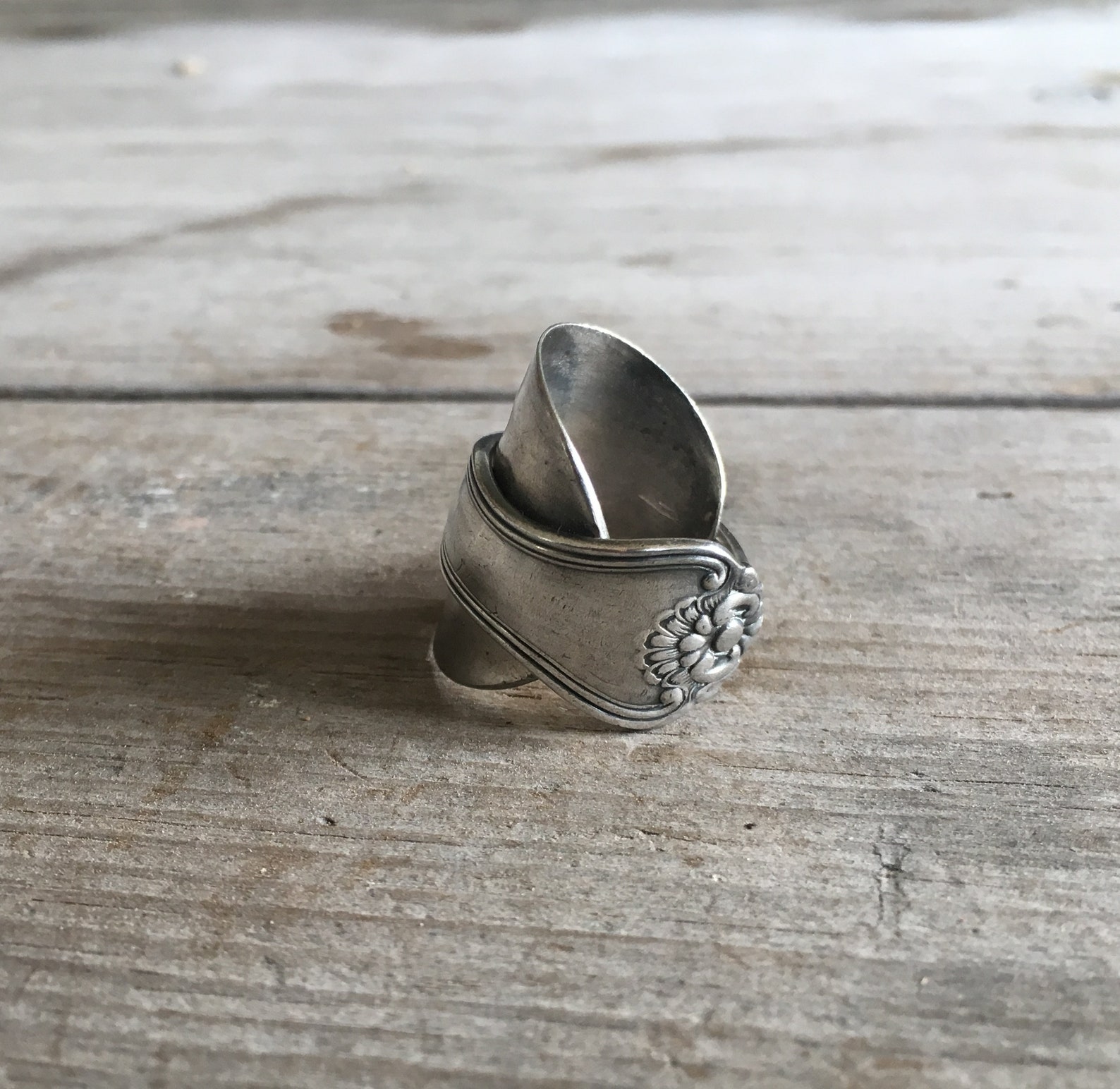 Silver Spoon Ring - Floral Spoon Statement Ring - Vintage Spoon Jewelry ...