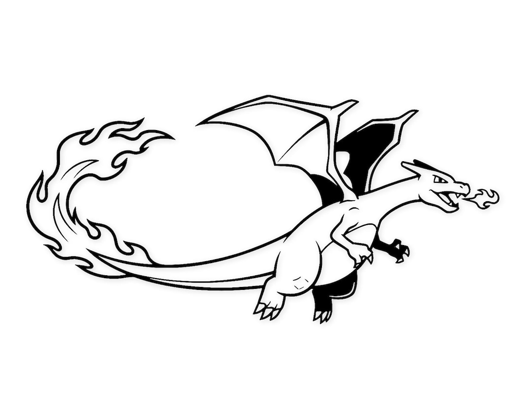 Charizard Dragon Art: Black and White Digital Svg Illustration - Etsy