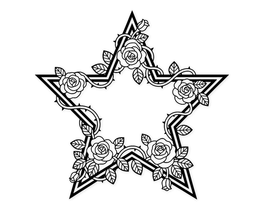 Pentagram Frame Svg: Floral Design for Wall Art - Etsy