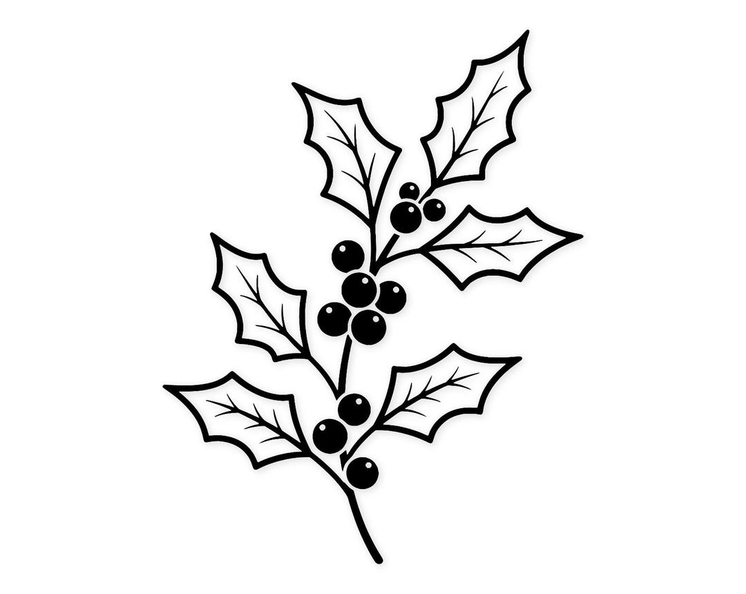 Holly Sprig Svg: Elegant Cut File for Seasonal Decor - Etsy