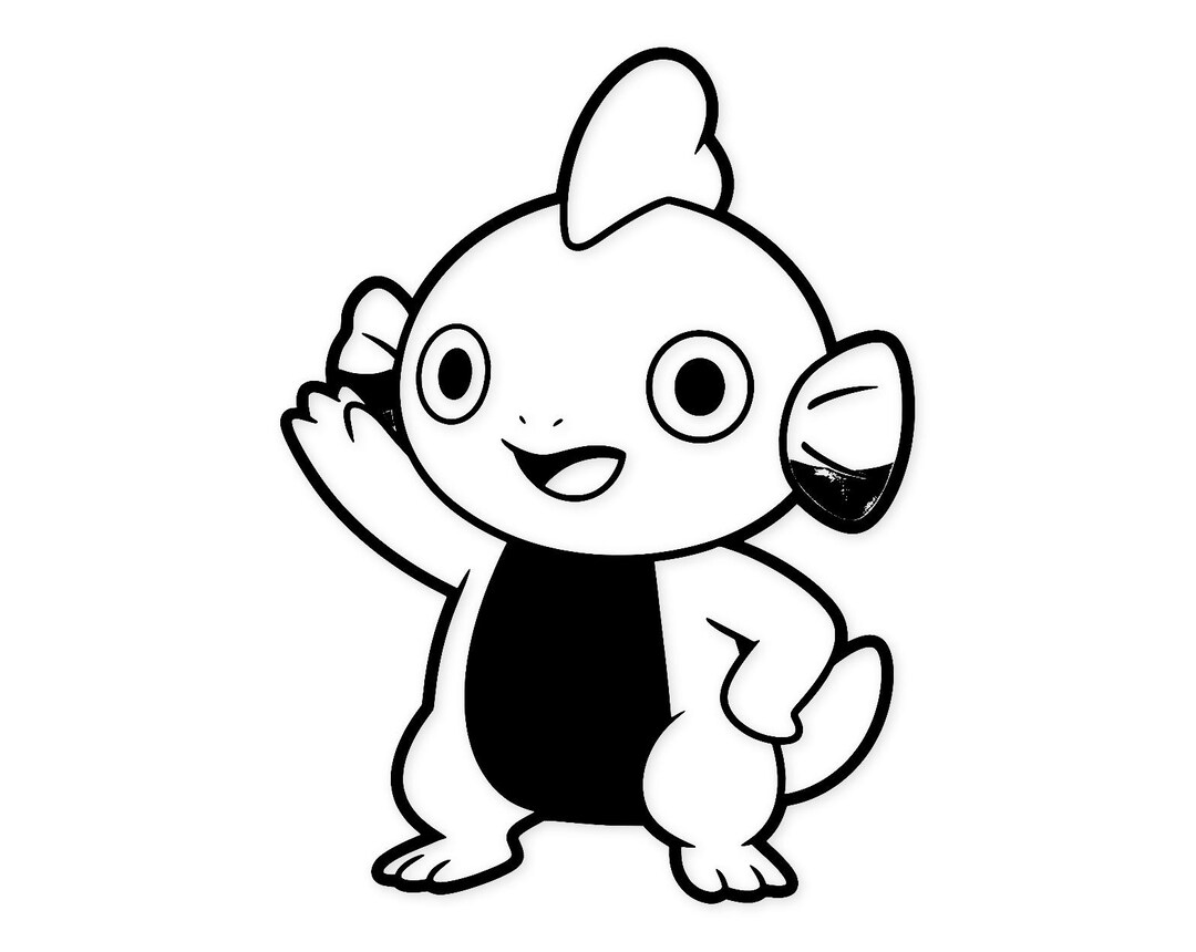 Mudkip Digital Art: Black and White Vector Illustration - Etsy