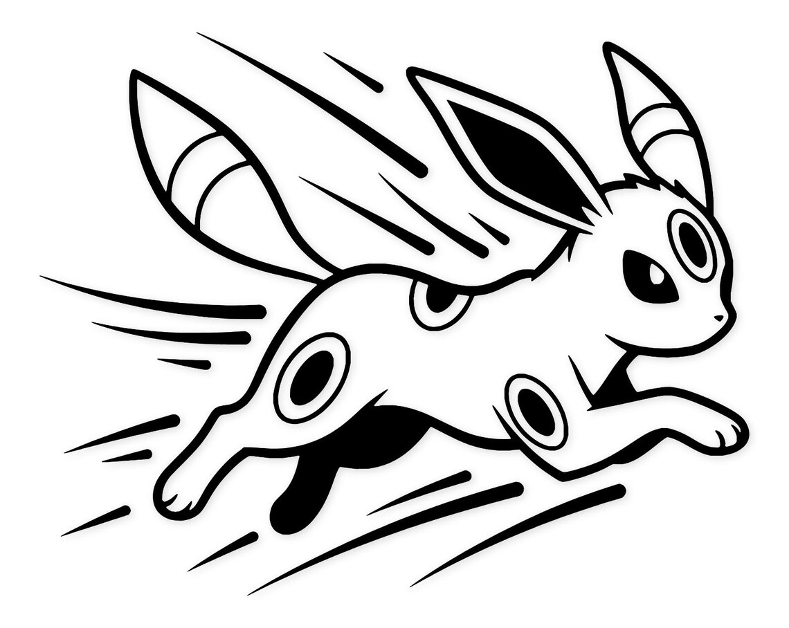 Umbreon Digital Art: Black and White Vector Illustration for Cricut - Etsy