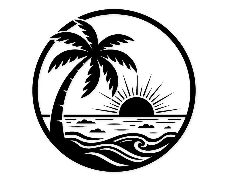 Tropical Sunset Scene Svg: Bold Design for Beach Decor - Etsy