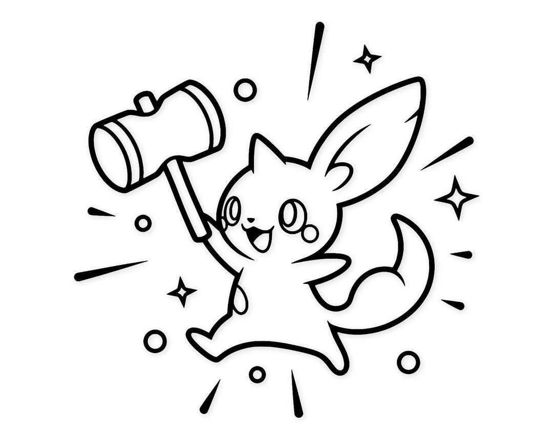 Tinkaton Digital Artwork: Black and White Outline Vector Illustration ...