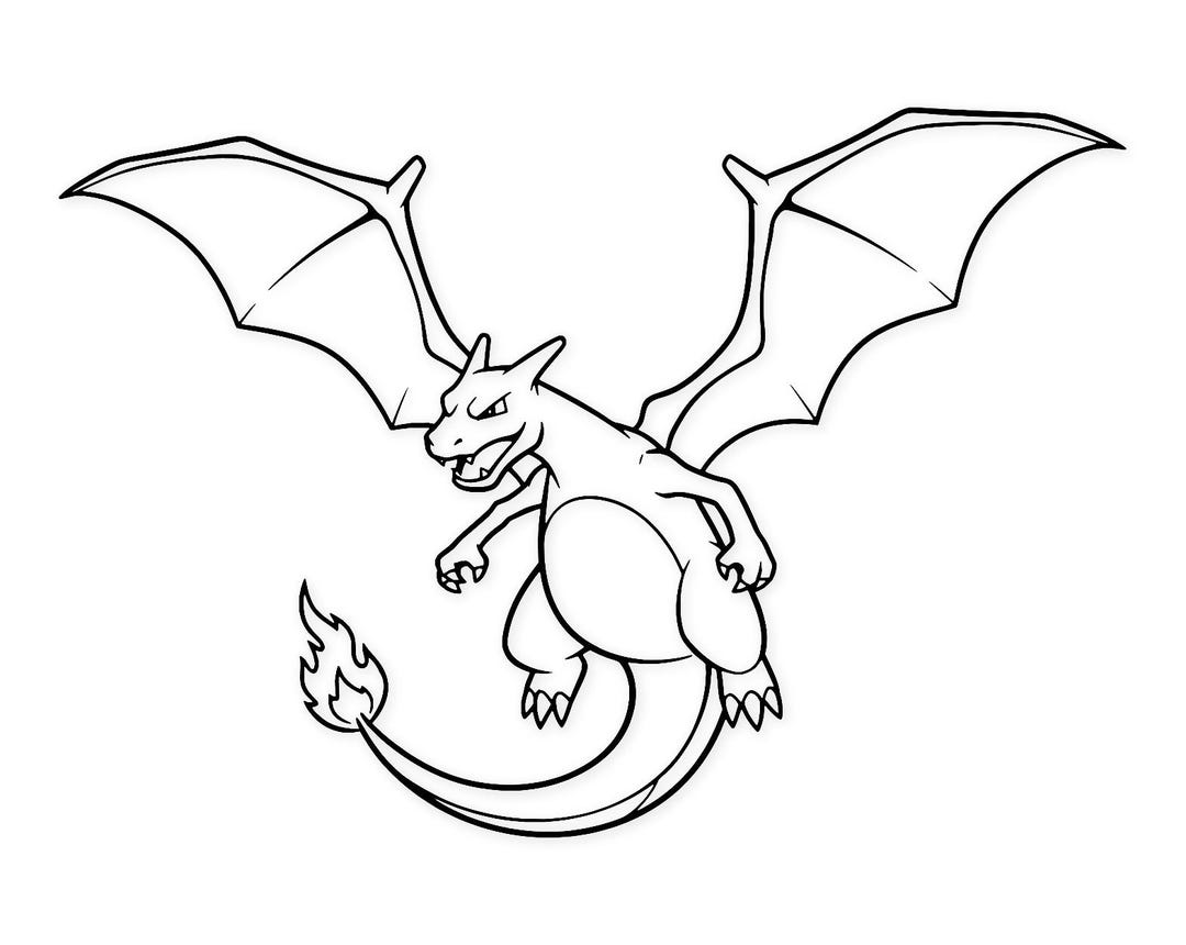 Charizard Digital Art: Bold Line Art Svg Png Dxf - Etsy