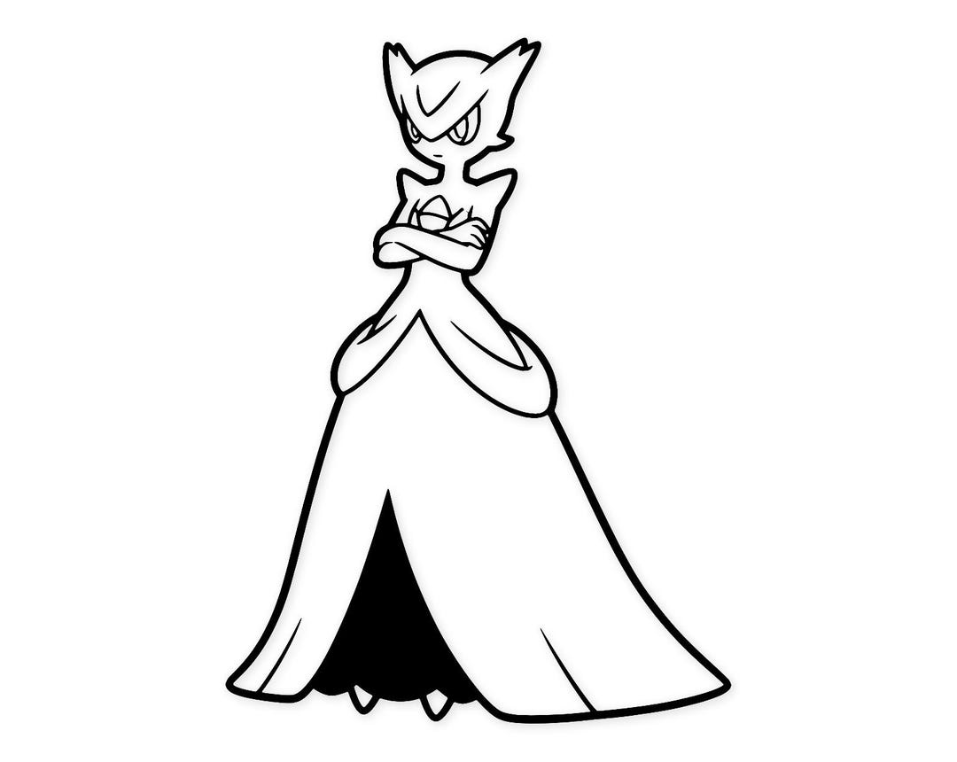 Gardevoir Digital Artwork: Bold Black-and-white Vector Illustration - Etsy