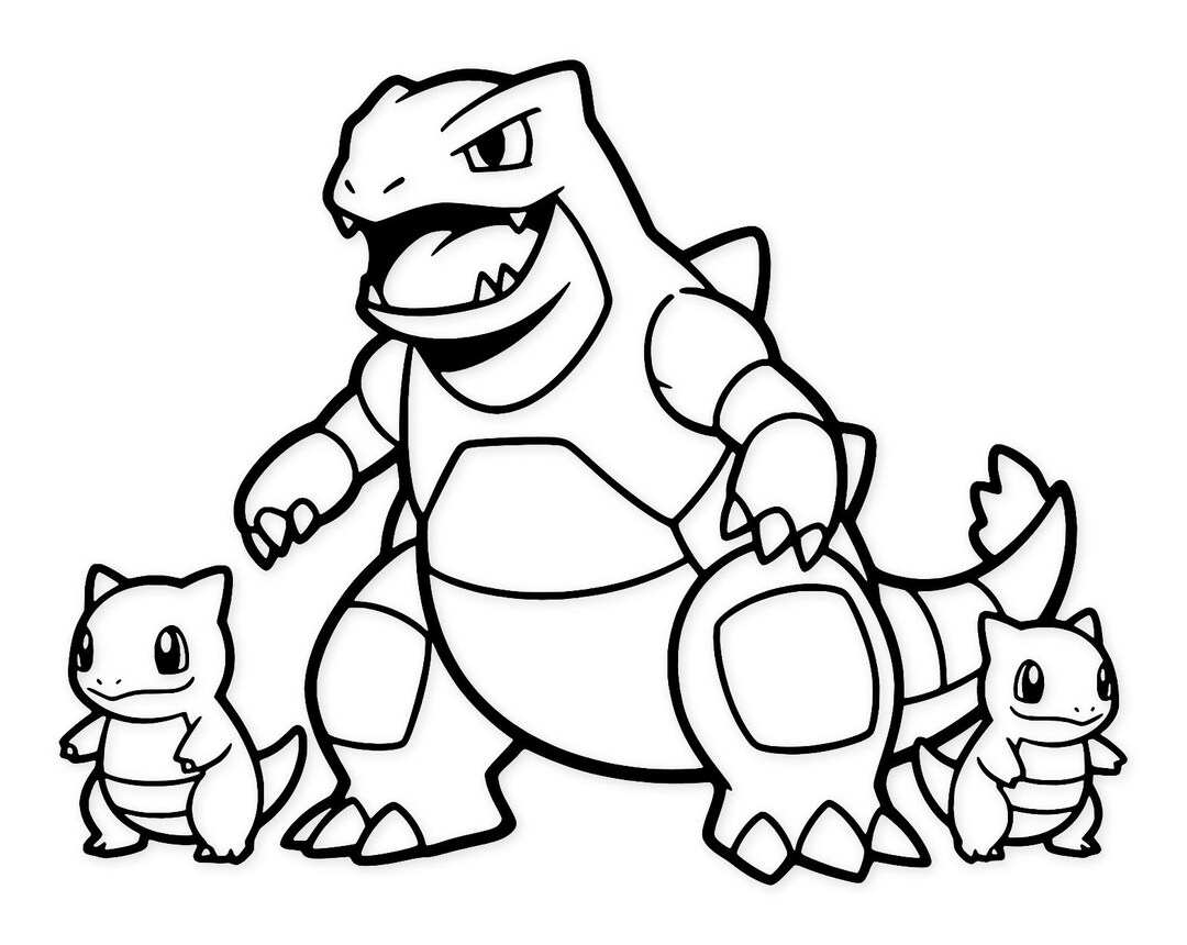 Tyranitar and Larvitar Art: Black-and-white Vector Illustration - Etsy