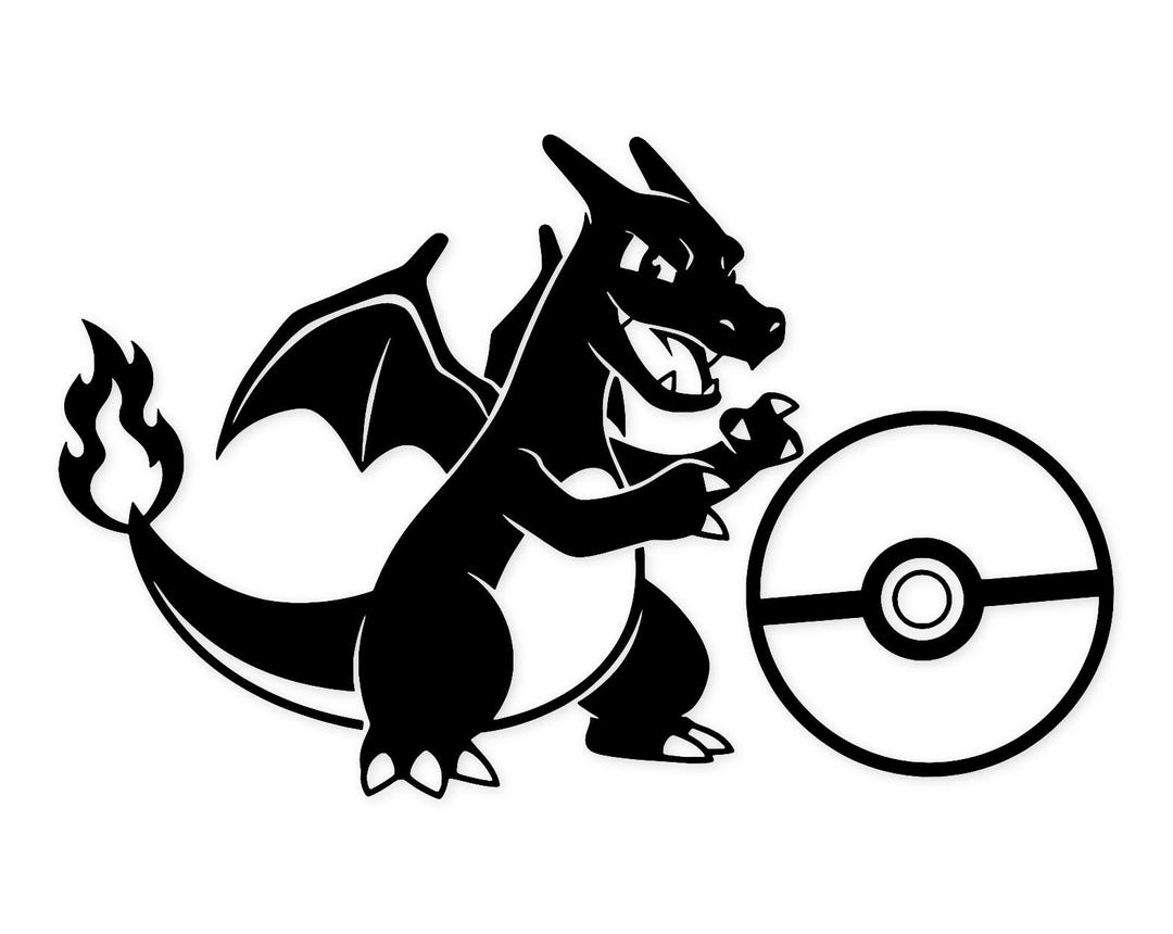 Charizard Svg Art: Black and White Line Art Vector Illustration - Etsy ...