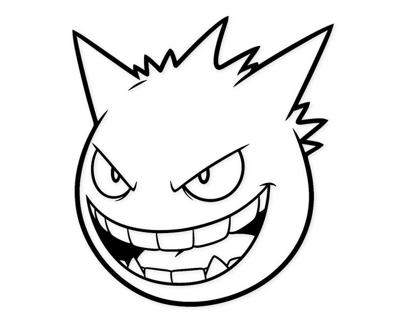 Gengar Face Art: Black and White Svg Illustration - Etsy