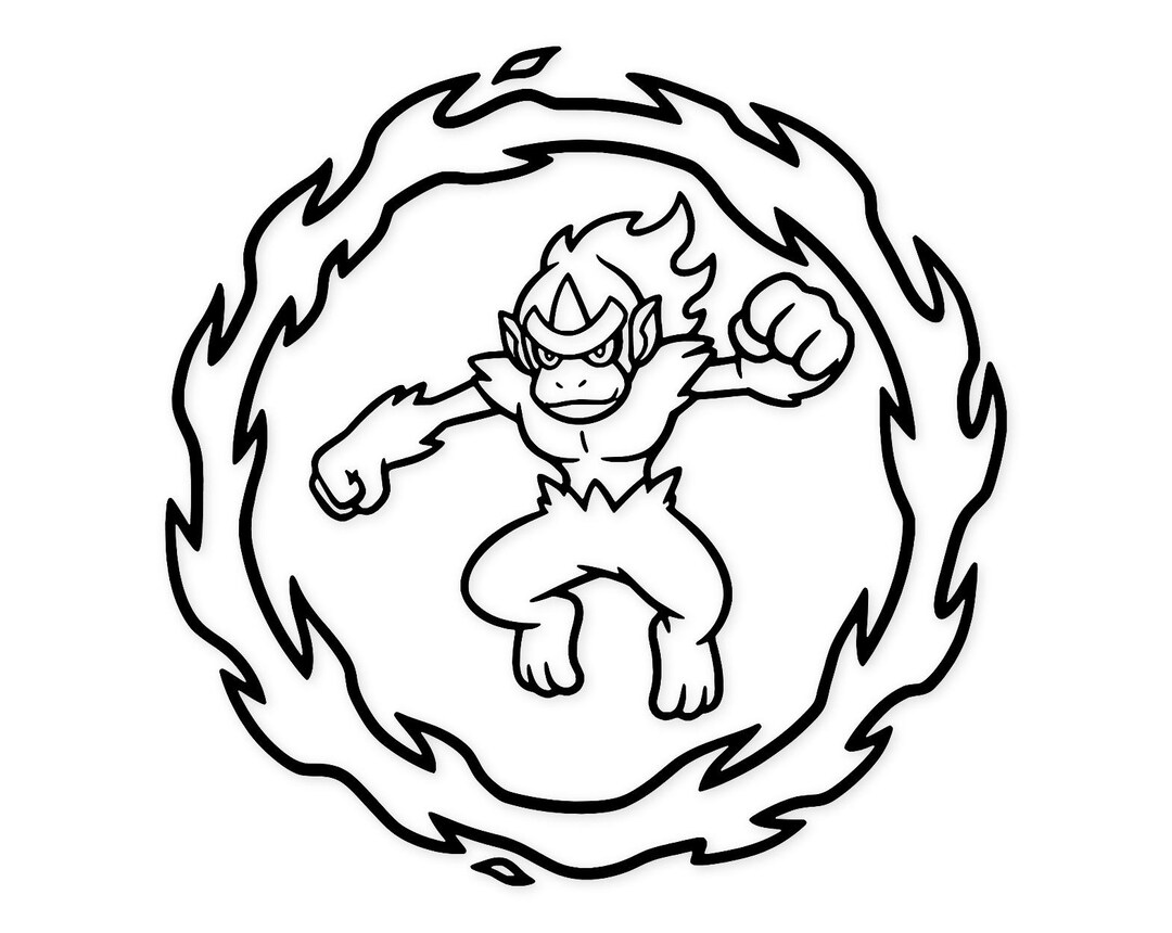 Infernape Digital Art: Black and White Vector Illustration - Etsy