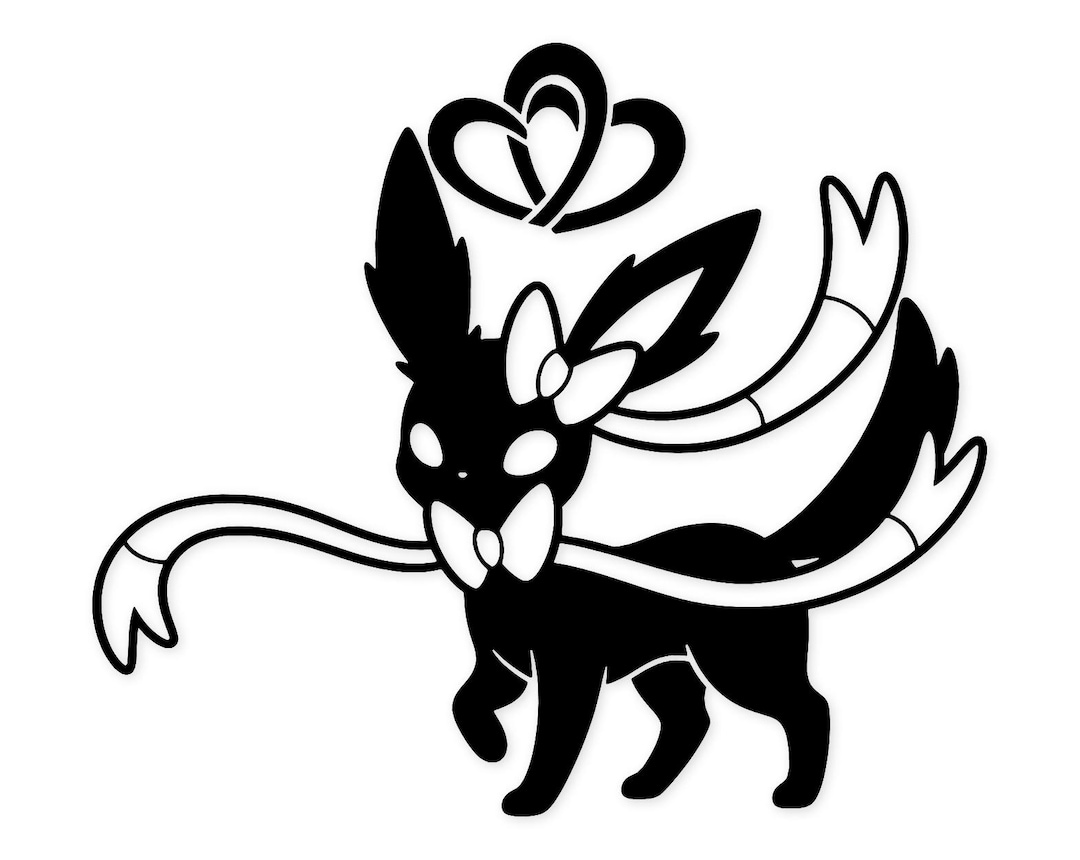 Sylveon Silhouette Artwork: Black and White Vector Illustration - Etsy