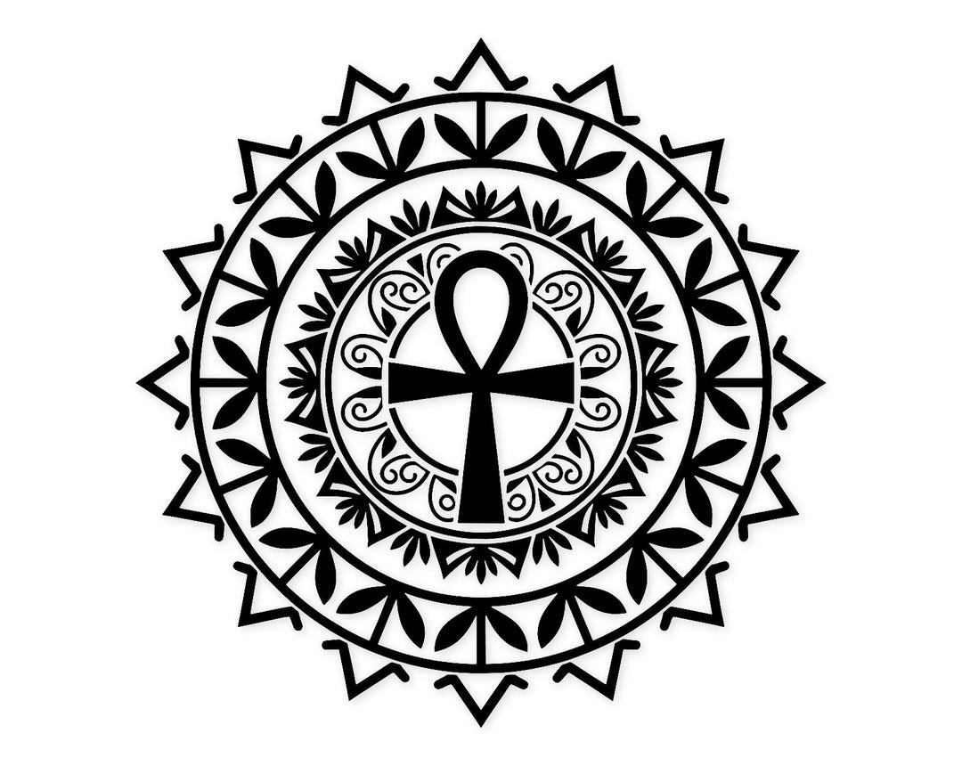 Ankh Mandala Svg: Bold Geometric Design for Wall Art - Etsy