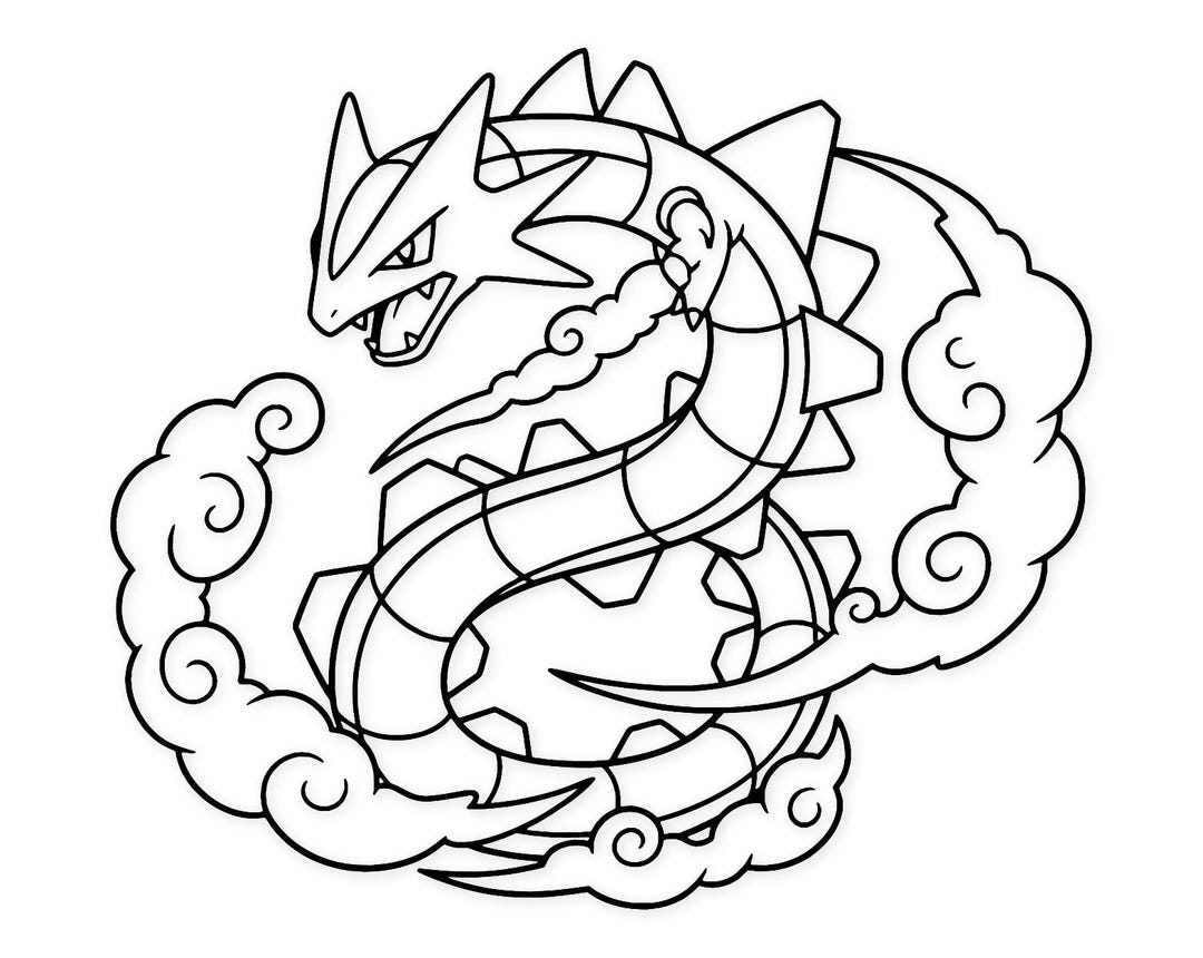 Rayquaza Digital Art: Black and White Vector Illustration - Etsy