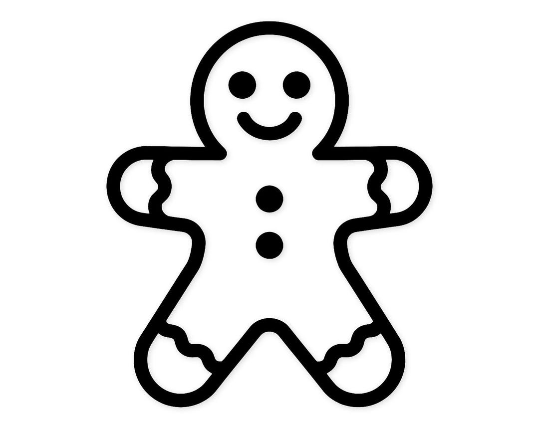 Gingerbread Man Svg: Bold Outline Design for Holiday Crafts - Etsy