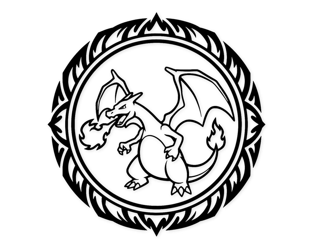 Charizard Silhouette Artwork: Digital Svg/png/dxf Line Art Emblem - Etsy