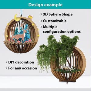 3D Laser Cutting File Sphere SVG DXF – DIY Standing or Hanging ...