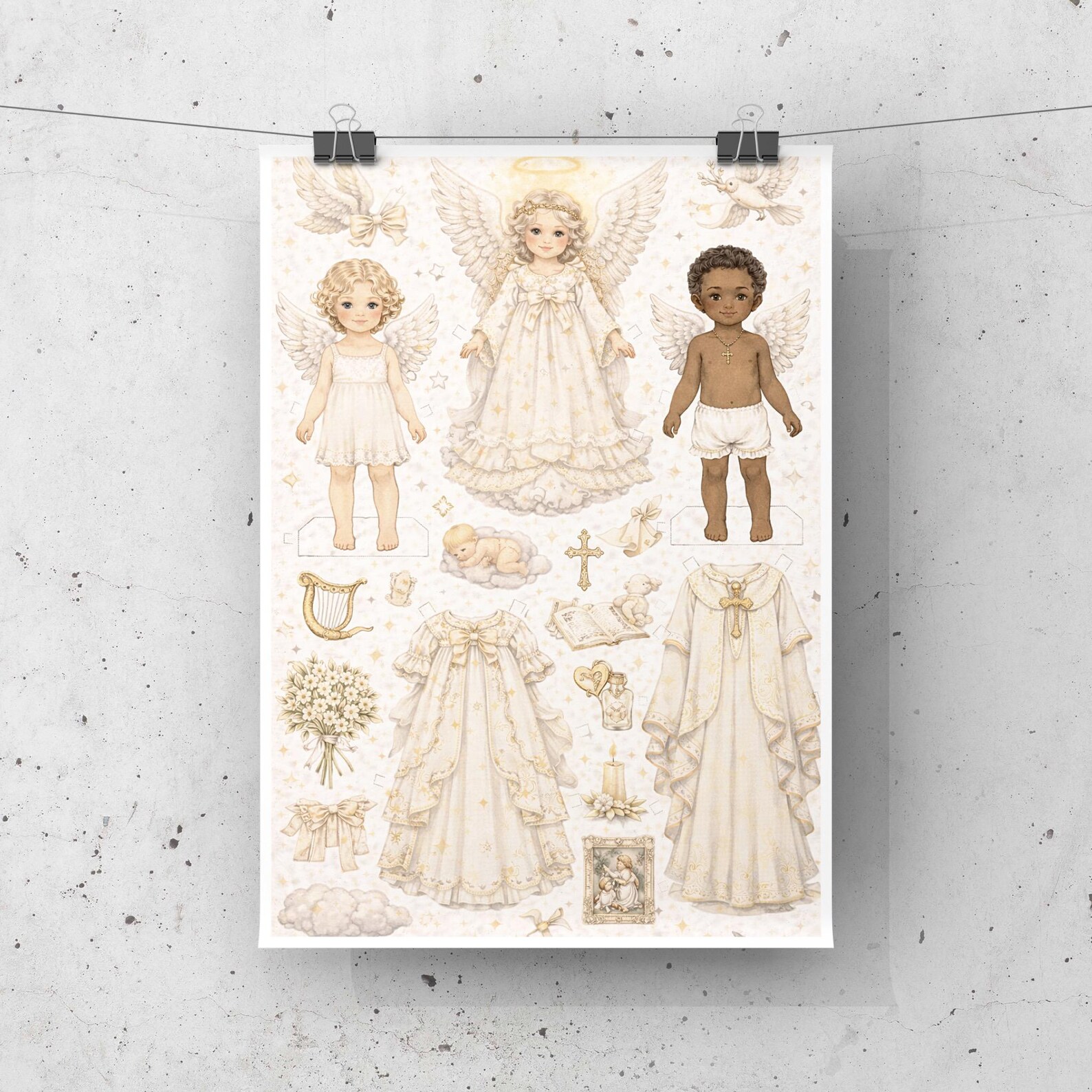 Guardian Angel Paper Doll, Instant Download Printable Junk Journal ...
