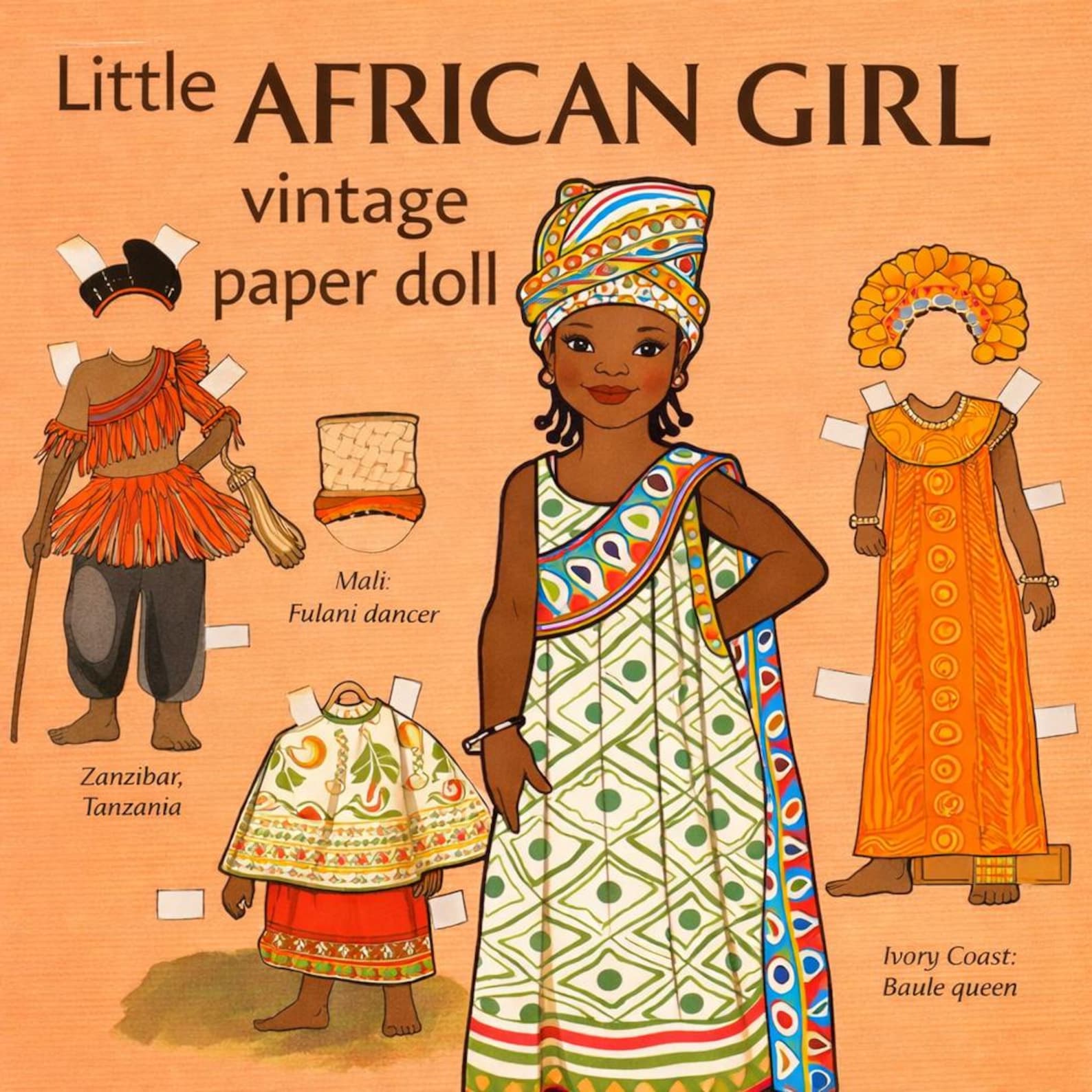 Vintage Paper Doll, Little African Girl Wardrobe Paper Game, Old ...